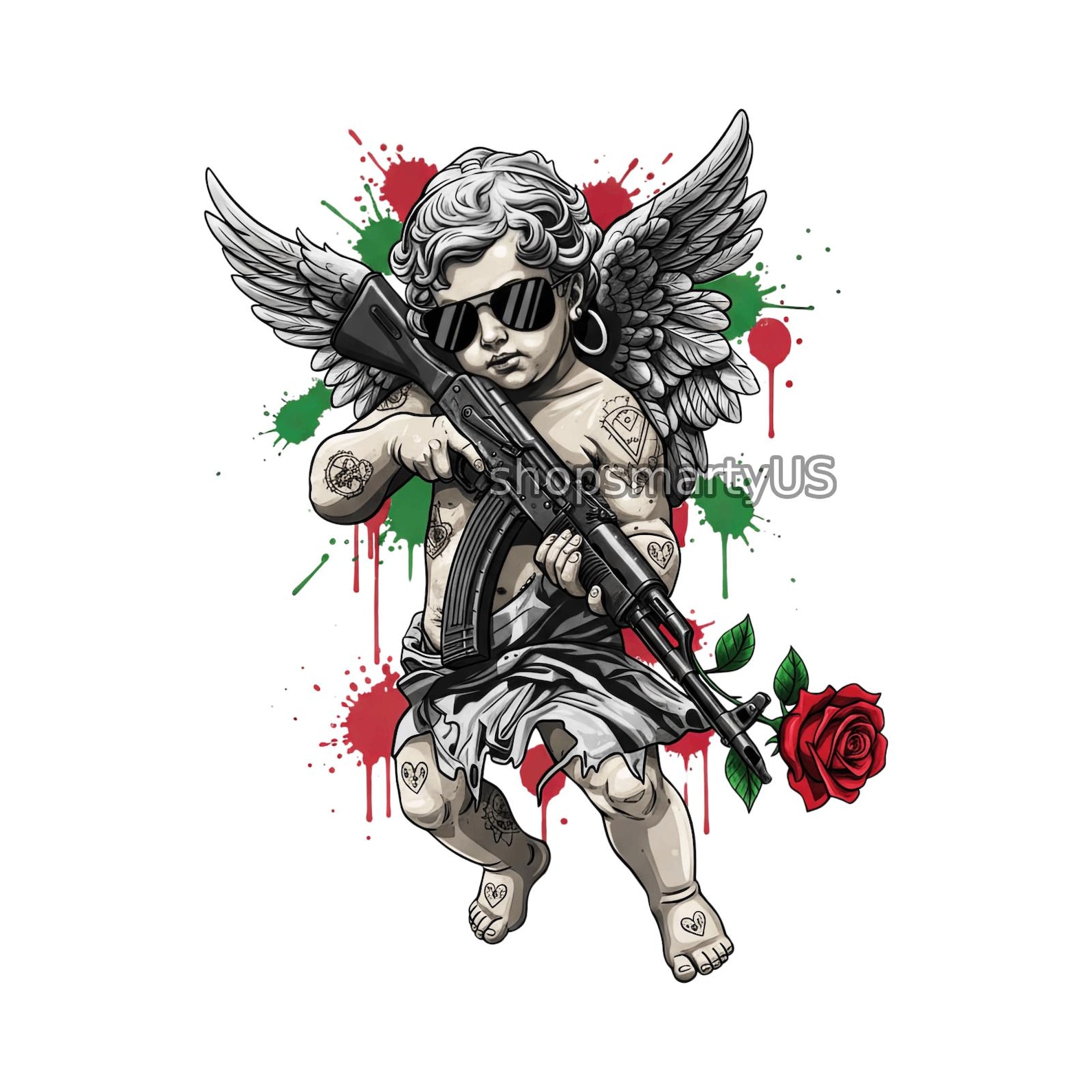 Angel Tattoo Inspired Streetwear Design, Urban Streetwear PNG Instant ...