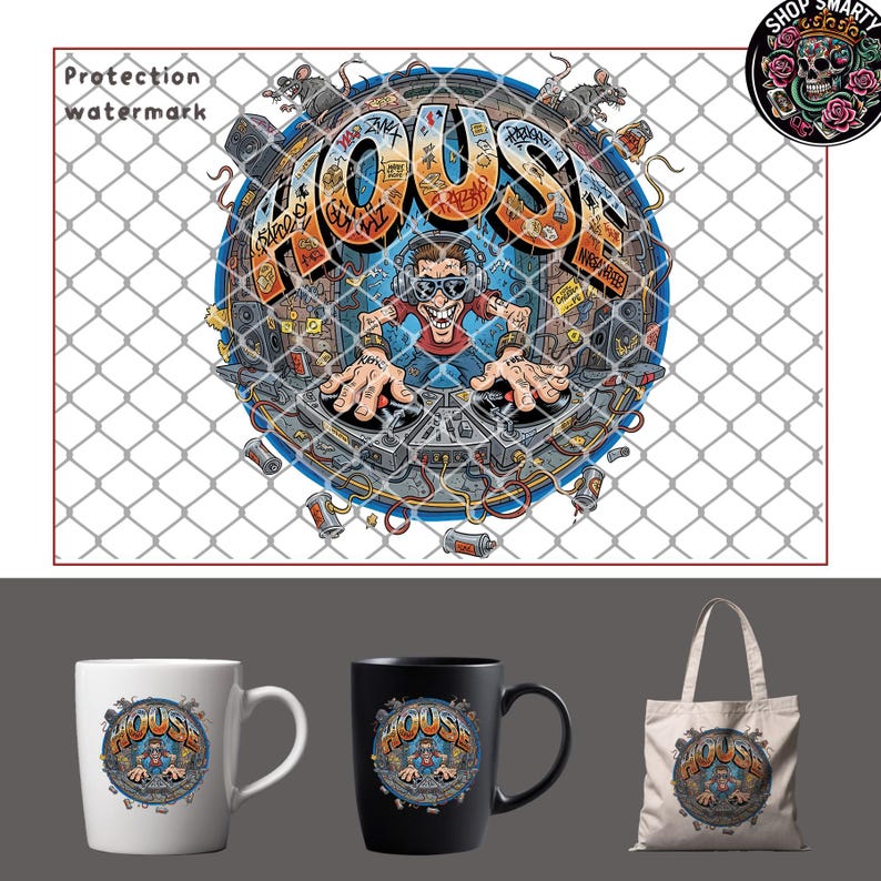 Cartoon DJ T-shirt Design, House Music Graffiti (PNG Download) - Etsy