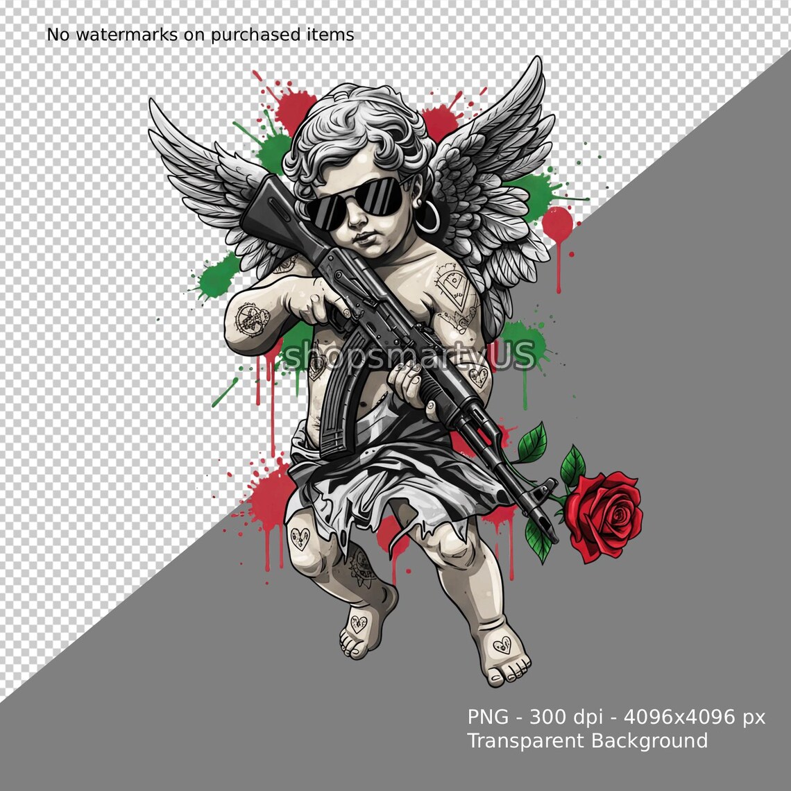 Angel Tattoo Inspired Streetwear Design, Urban Streetwear PNG Instant ...