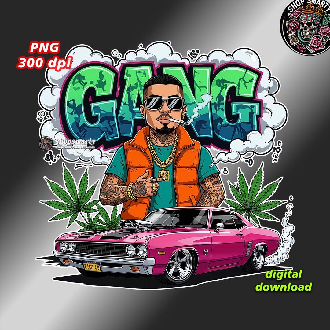 Gang T-shirt Design, Png Download, Gang Png, Weed Shirt Png Design ...