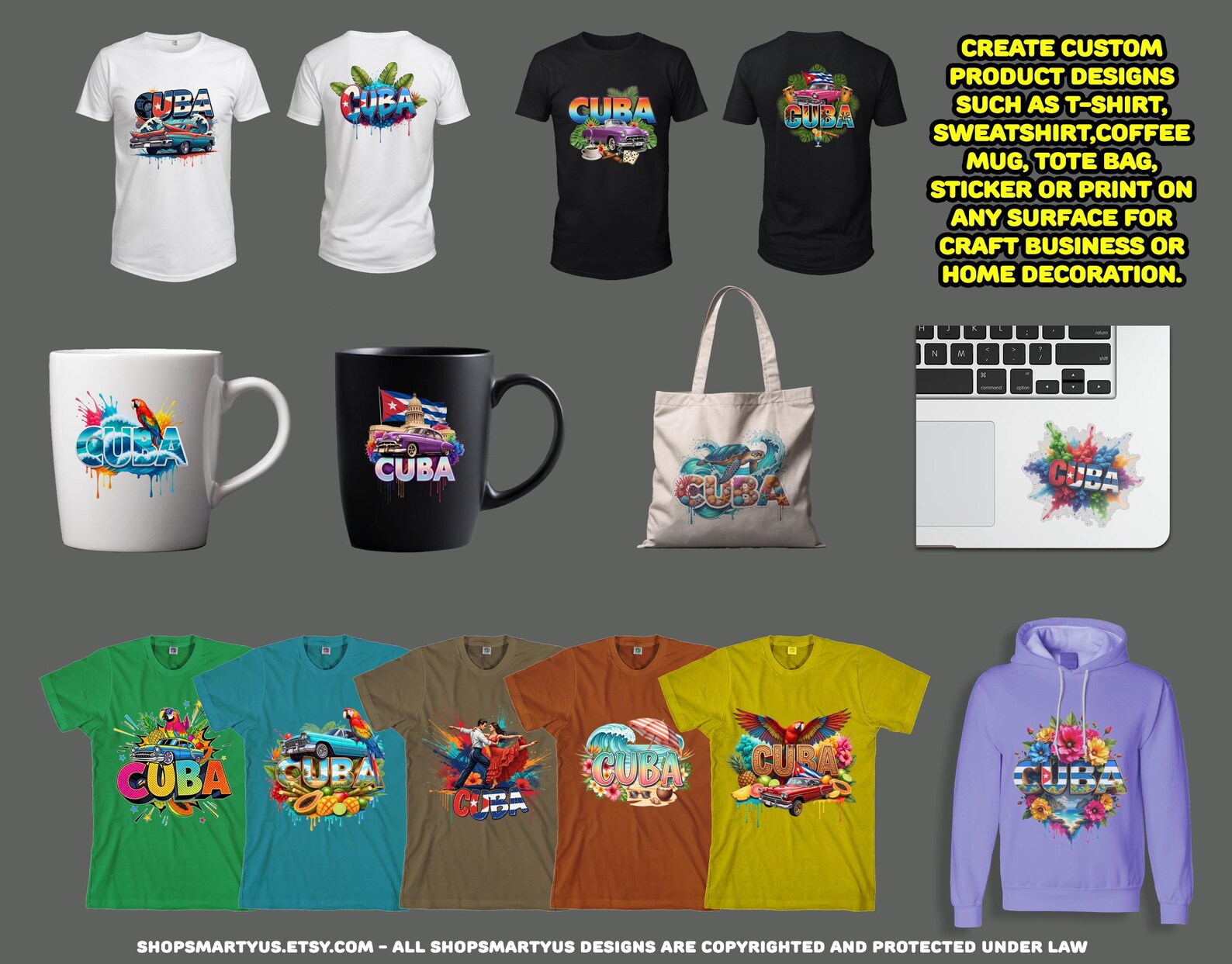 Cuba Digital Prints, Cuban Art Png Downloads, Vibrant Latin Cliparts ...