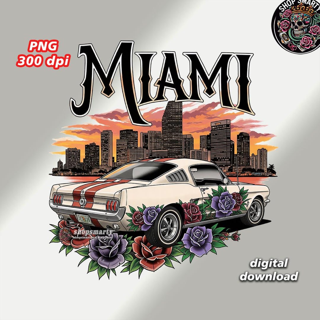 Miami T Shirt Design, Miami Png Downloads, Vintage Tattoo Style ...