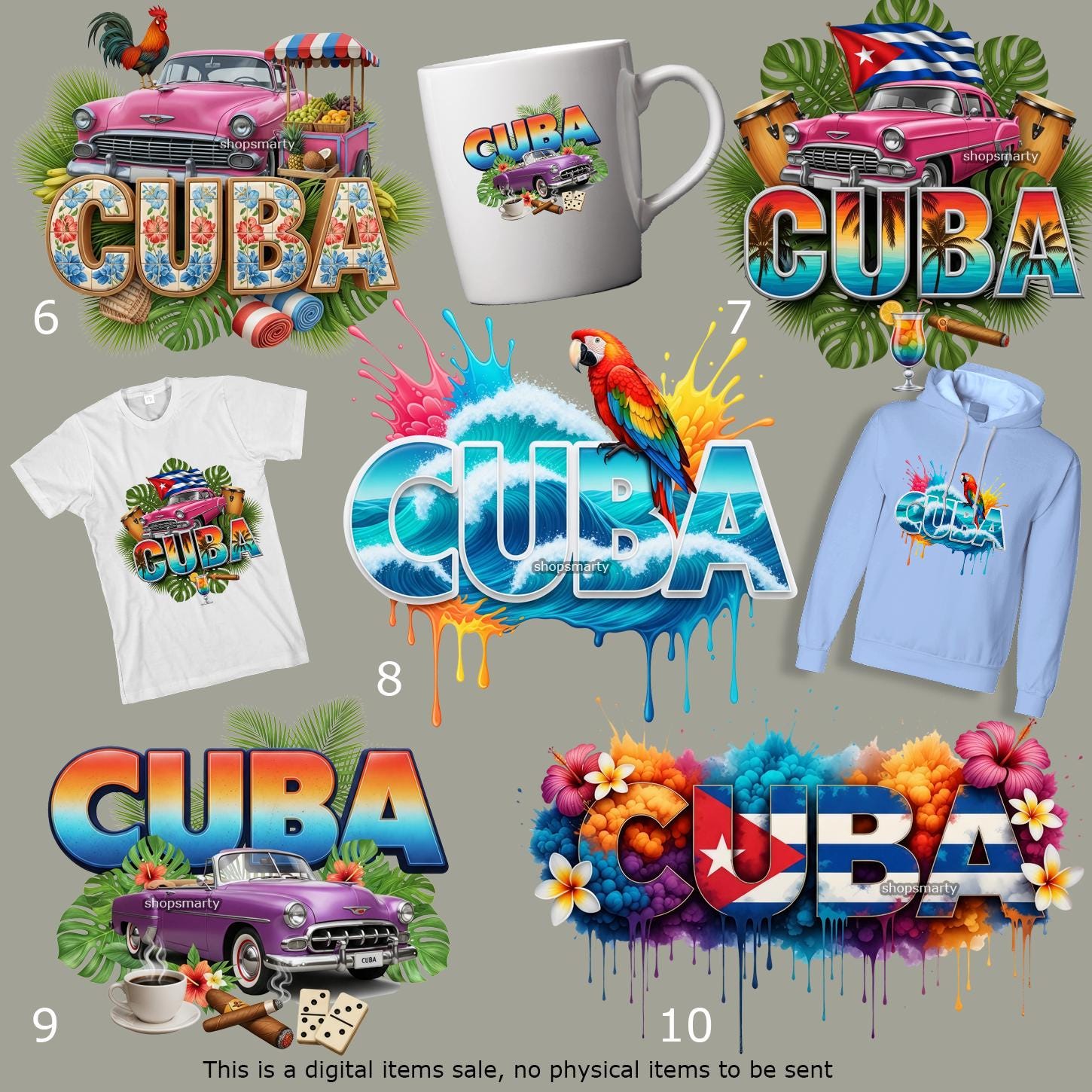Cuba Digital Prints, Cuban Art Png Downloads, Vibrant Latin Cliparts ...