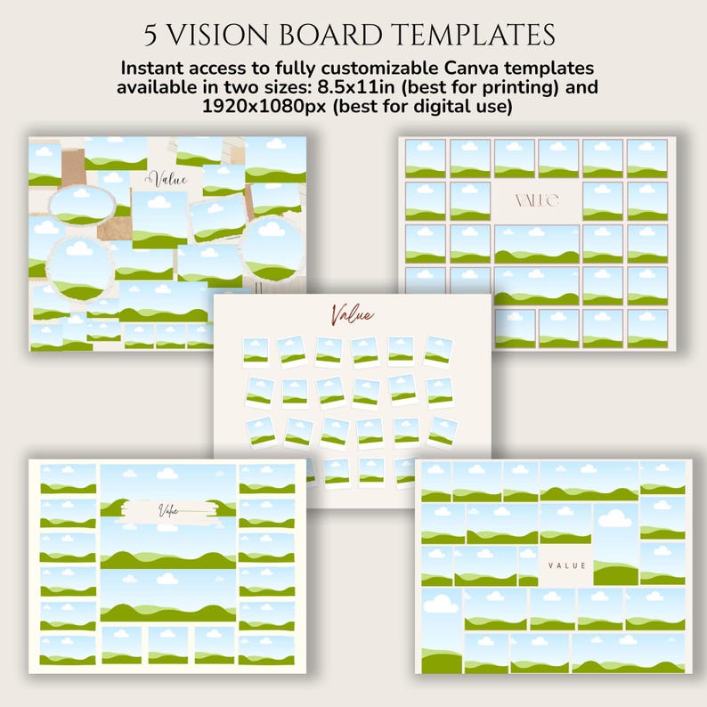 Values Digital Vision Board 2025, Canva Vision Board Template, Values ...