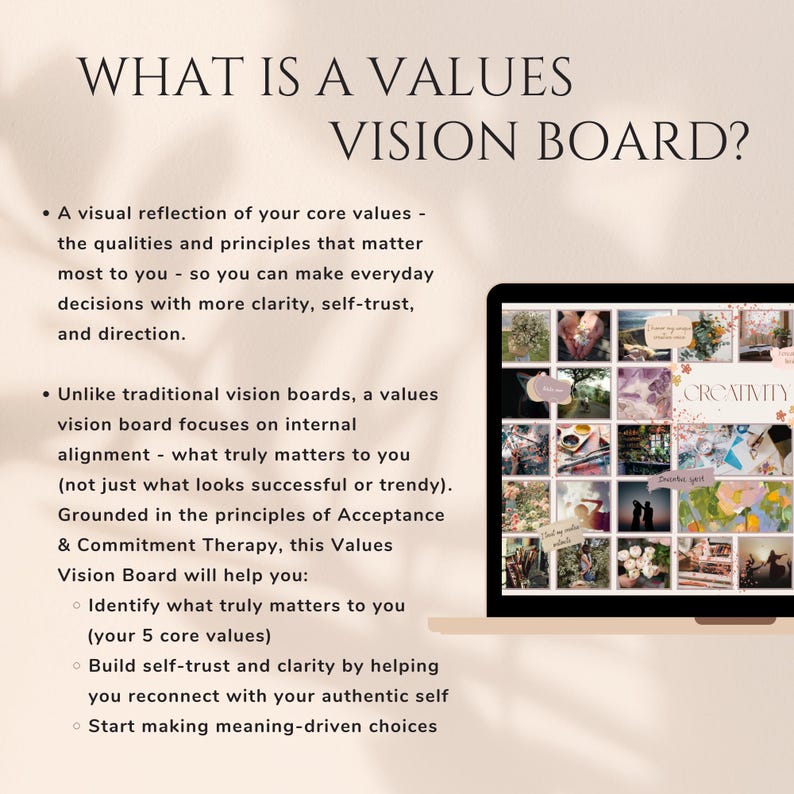 Values Digital Vision Board 2025, Canva Vision Board Template, Values ...