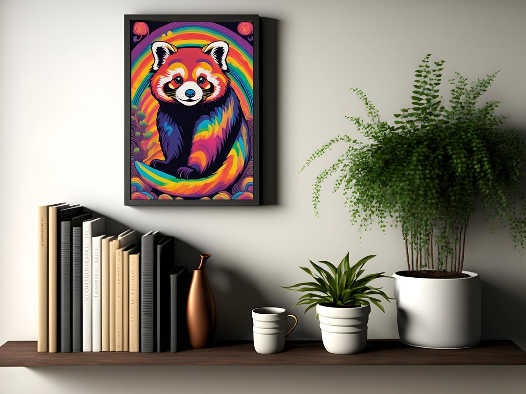 Abstract Red Panda Portrait: Colorful Animal Wall Art (digital Download ...