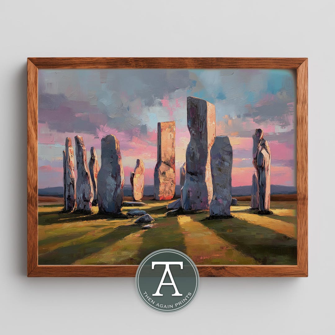 Standing Stone Circle Sunset Scene Printable - Moody Rustic Landscape ...