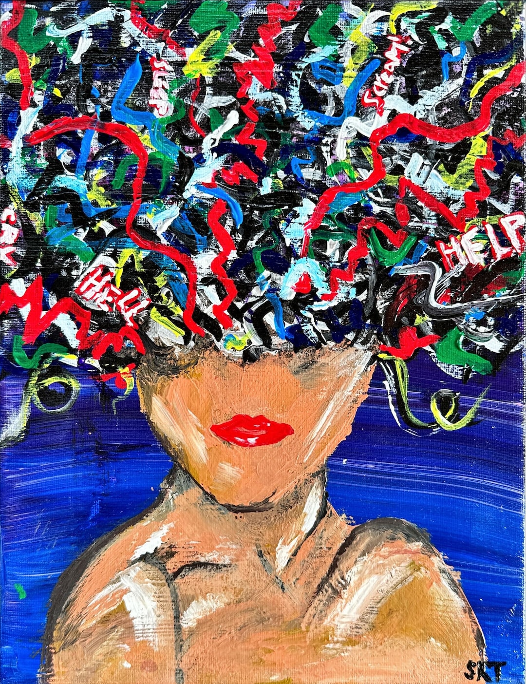Headless Acrylic Painting - Etsy