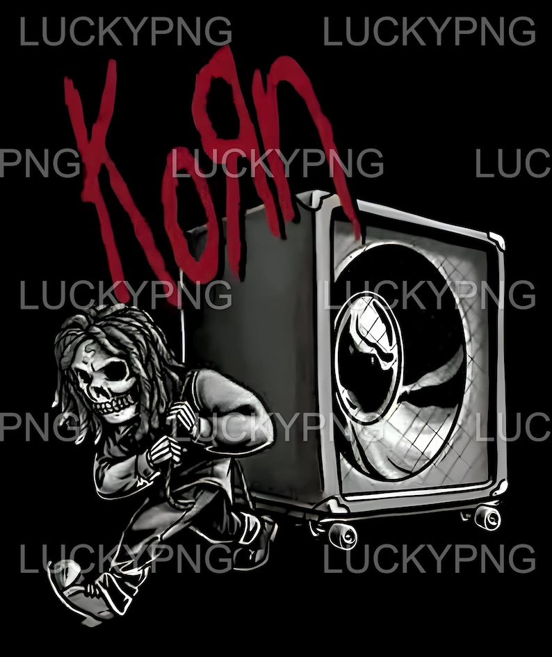 Retro Korn Band Art: Skull & Amp Graphic (PNG) - Etsy