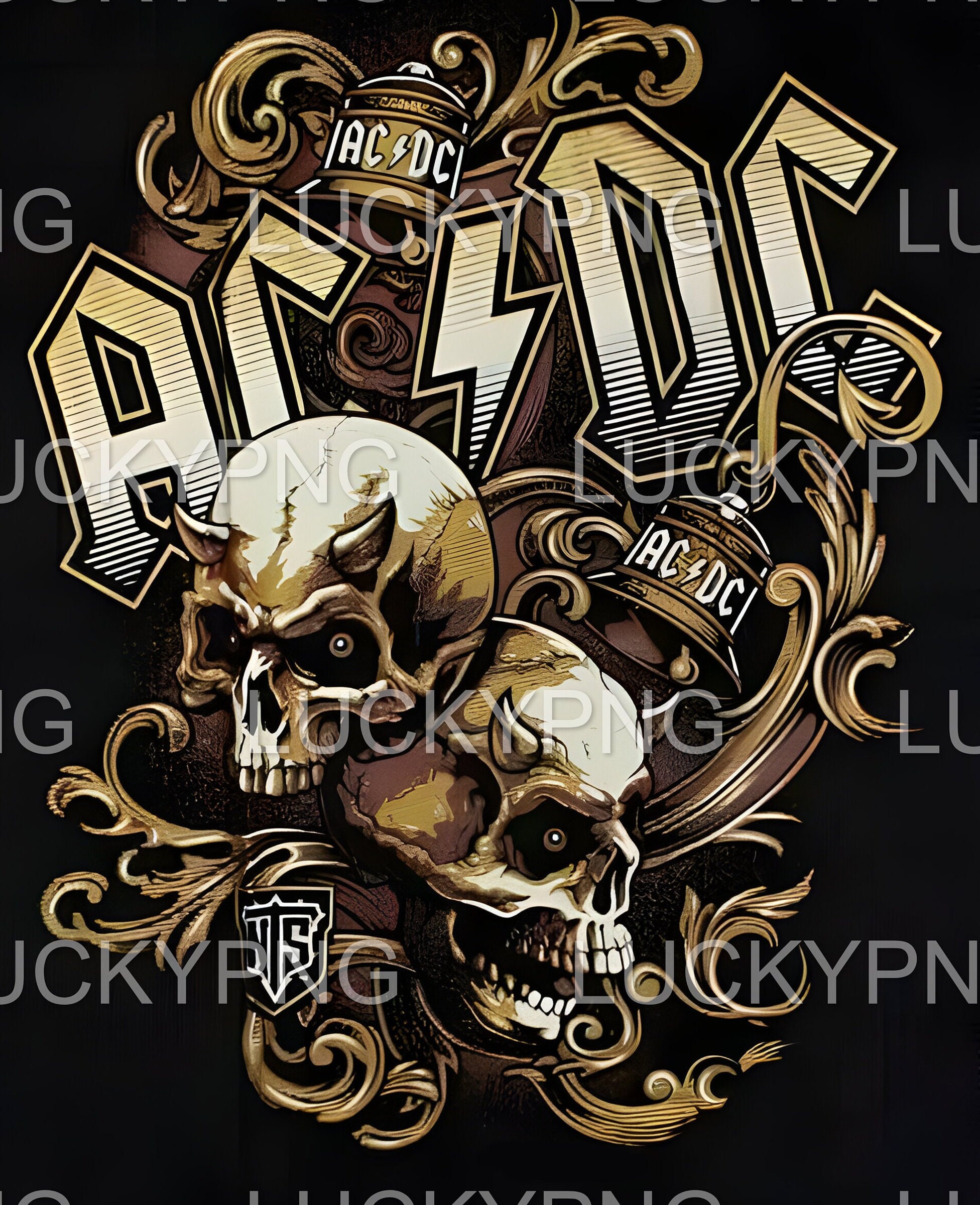 Retro ACDC Band Skull Art (PNG) - Etsy