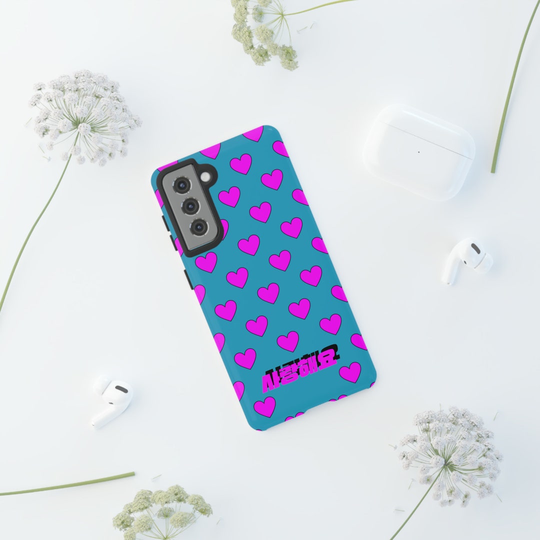 사랑해요 Korean I Love You Cyan, Phone Cases range of Size Options for ...
