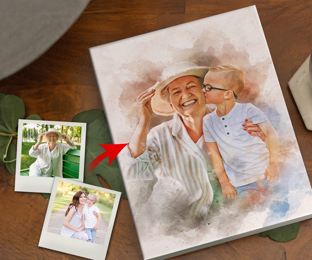 Merge Pictures to Watercolor Painting, Photo Combination to Family ...