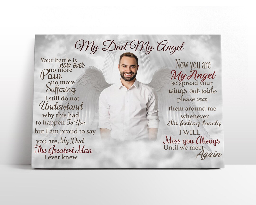 My Dad My Guardian Angel Memorial Print, Custom Canvas Gift, Personal ...