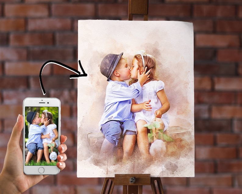 Custom Watercolor Painting From Photo, Family Drawing, Photo to ...