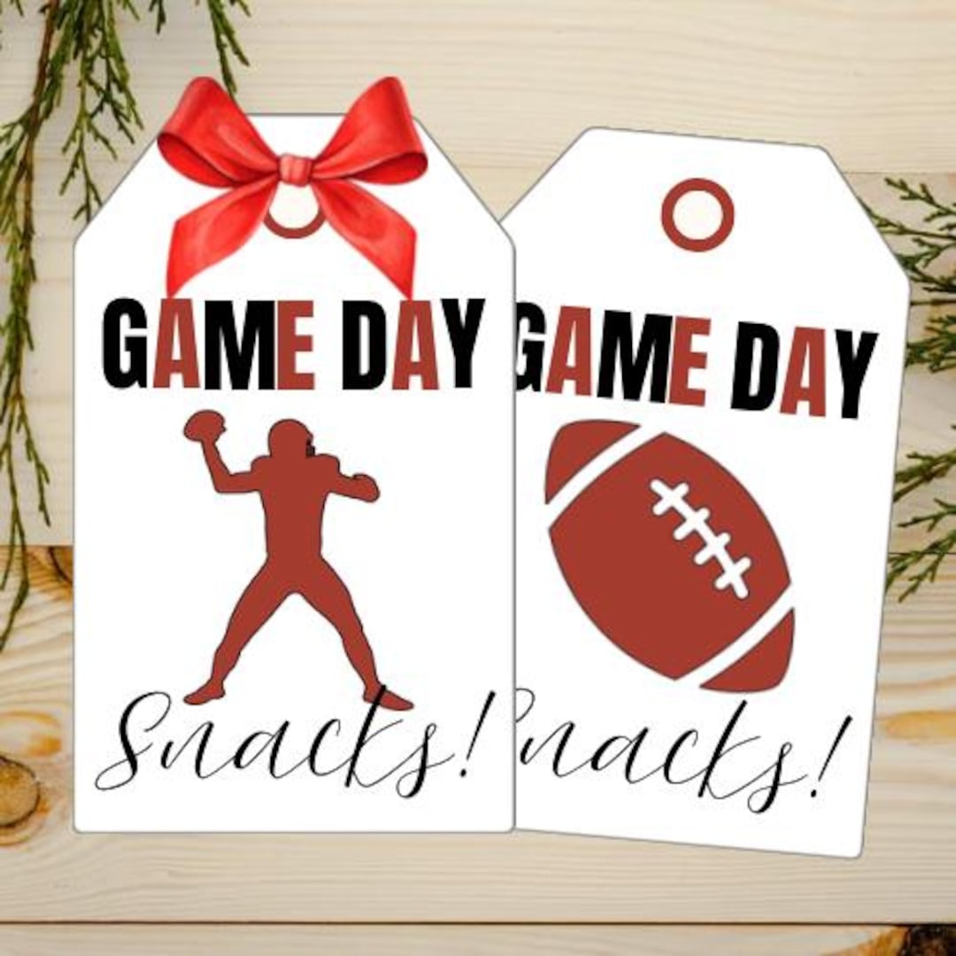 Football Game Day Snacks, Printable Gift Tag, Team Goodie Bags ...
