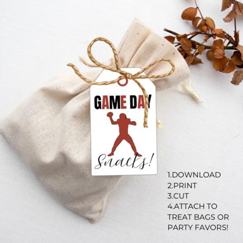 Football Game Day Snacks, Printable Gift Tag, Team Goodie Bags ...