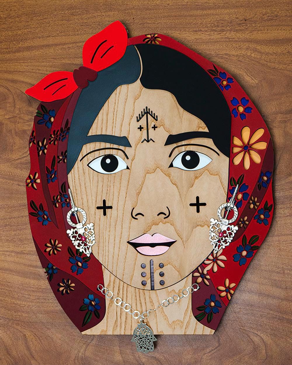 Handmade African Amazigh Berber Woman Wooden Wall Art | Tunisian Boho ...