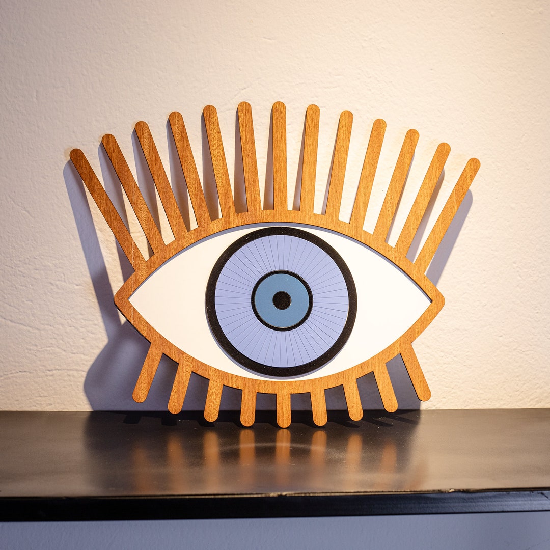 Eye Design Wooden Mask - Handcrafted Wall Decor, -unique Art, Home ...