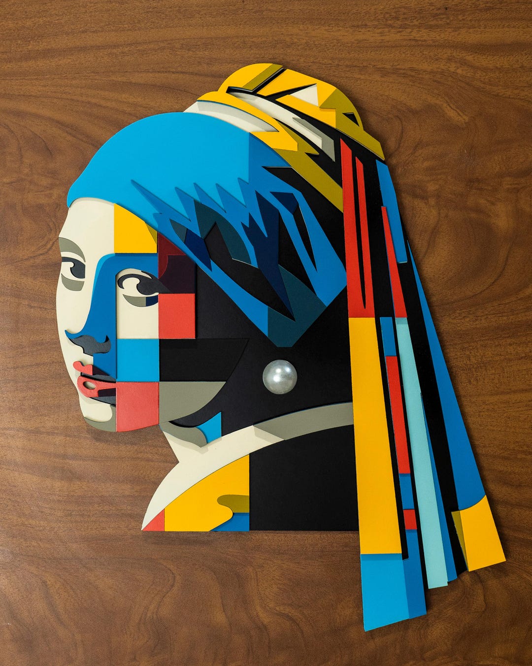 Girl With a Pearl Earring Wooden Mask – Abstract Cubist Wall Art ...