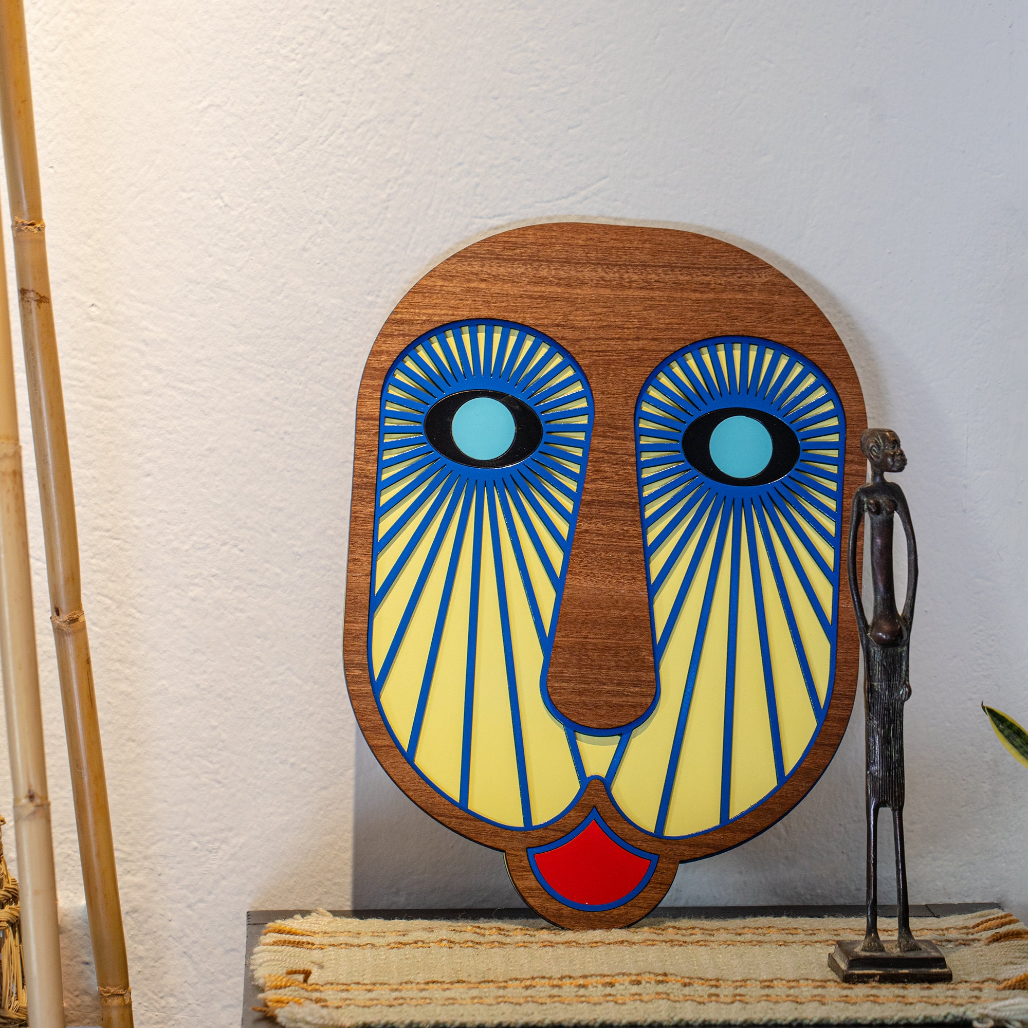 African Inspired Handcrafted Wooden Wall Mask - Ethical Tribal Home ...