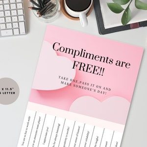 Printable Tear off Compliments Sheets, Random Acts of Kindness Activity ...