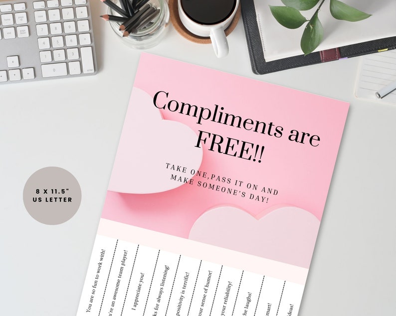 Printable Tear off Compliments Sheets, Random Acts of Kindness Activity ...