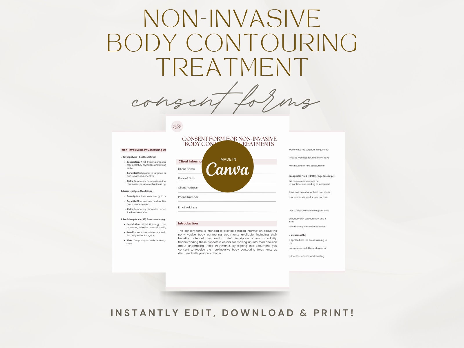 Editable Non-invasive Body Contouring Treatment Consent Form - Etsy