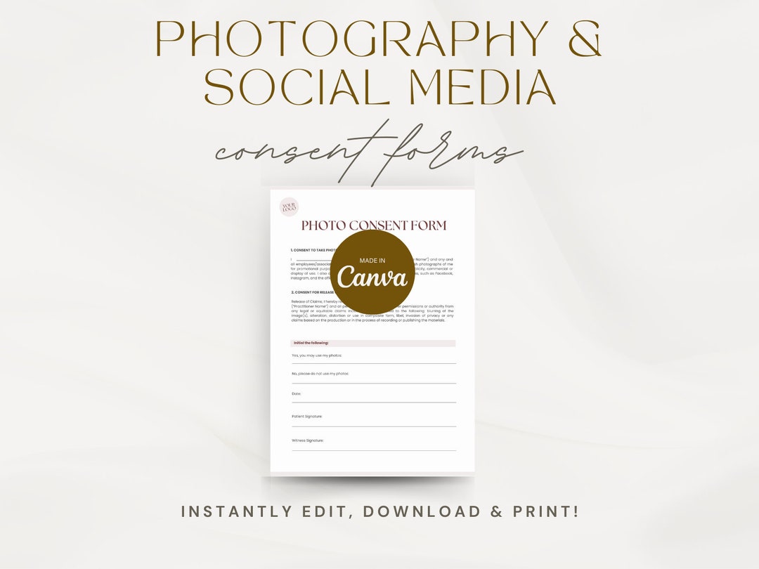 Editable Photography & Social Media Consent Form - Etsy