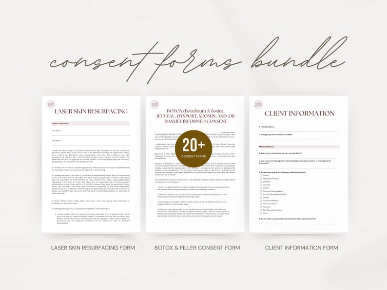 Editable Medspa Consent Forms, Client Information, Neurotoxin, Dermal ...