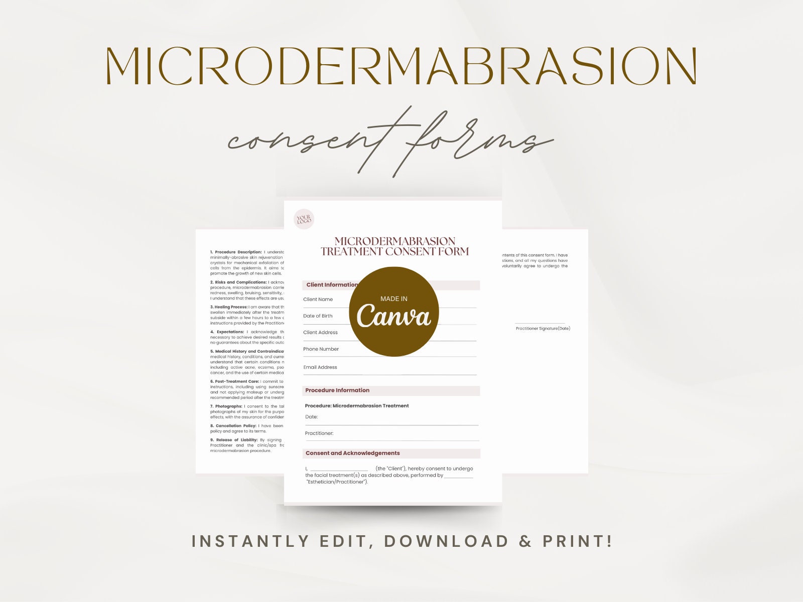 Editable Microdermabrasion Consent Form - Etsy