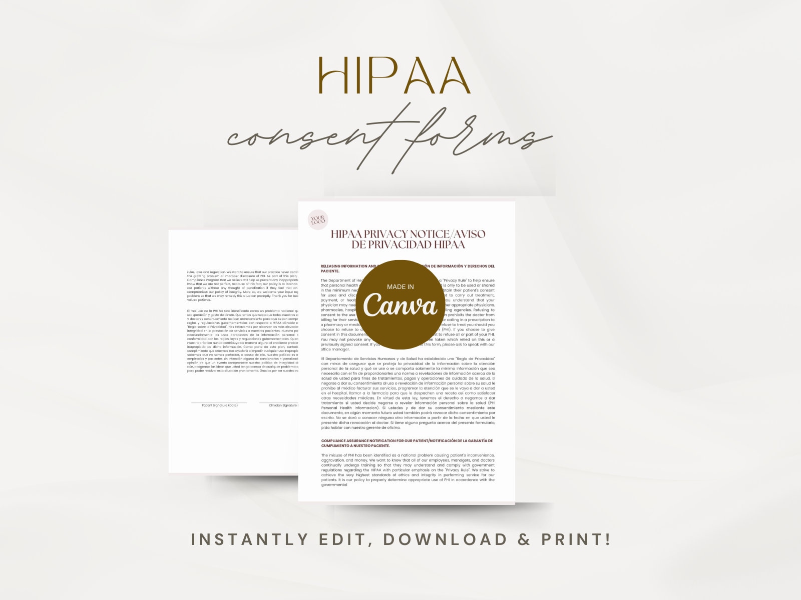 Editable HIPAA Consent Form - Etsy