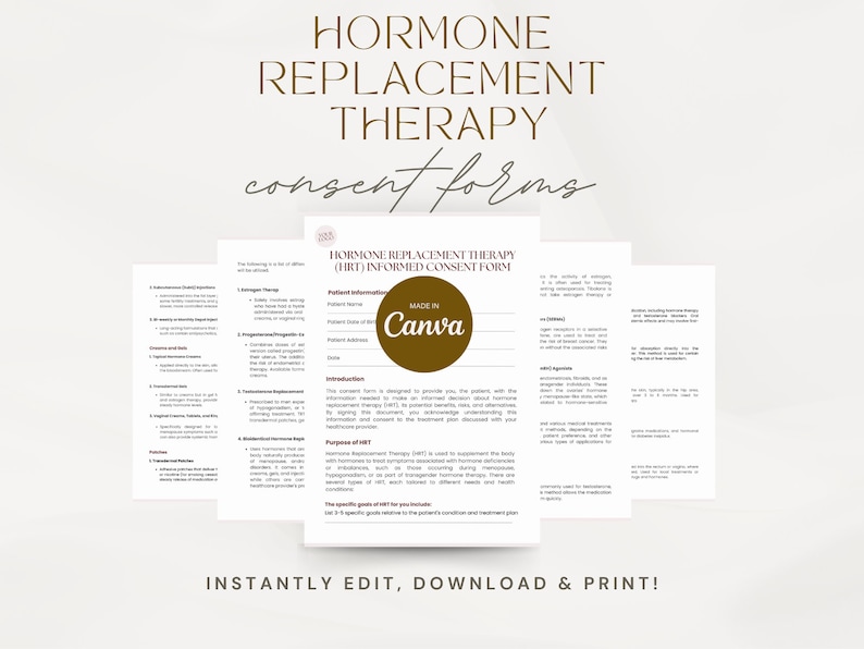 Editable Hormone Replacement Therapy Consent Form - Etsy