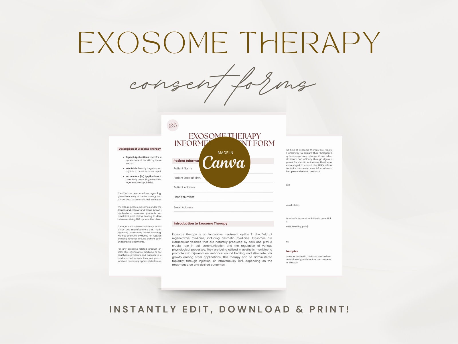 Editable Exosome Treatment Consent Form - Etsy