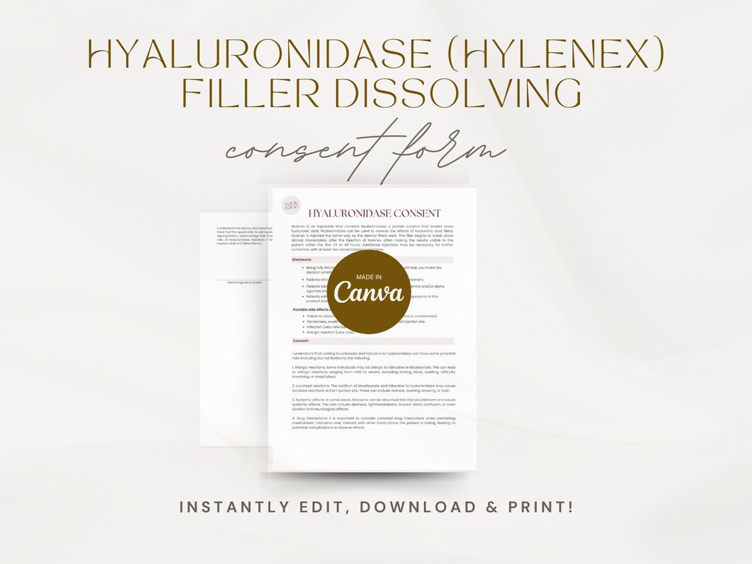 Editable Hyaluronidase (hylenex) Filler Dissolving Consent Form - Etsy