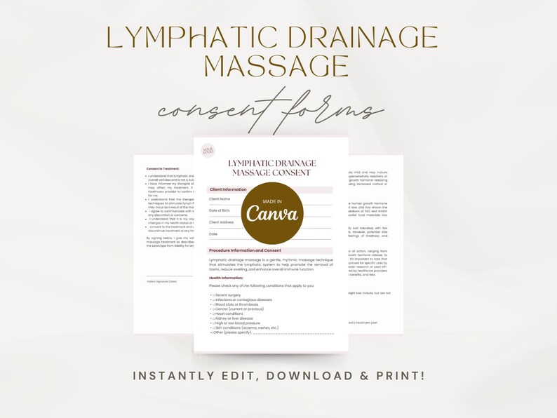 Editable Lymphatic Drainage Massage Consent Form - Etsy