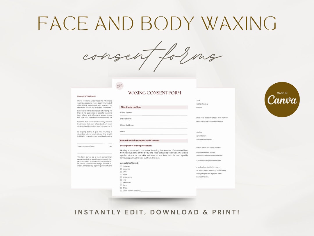 Editable Face and Body Waxing Consent Form - Etsy