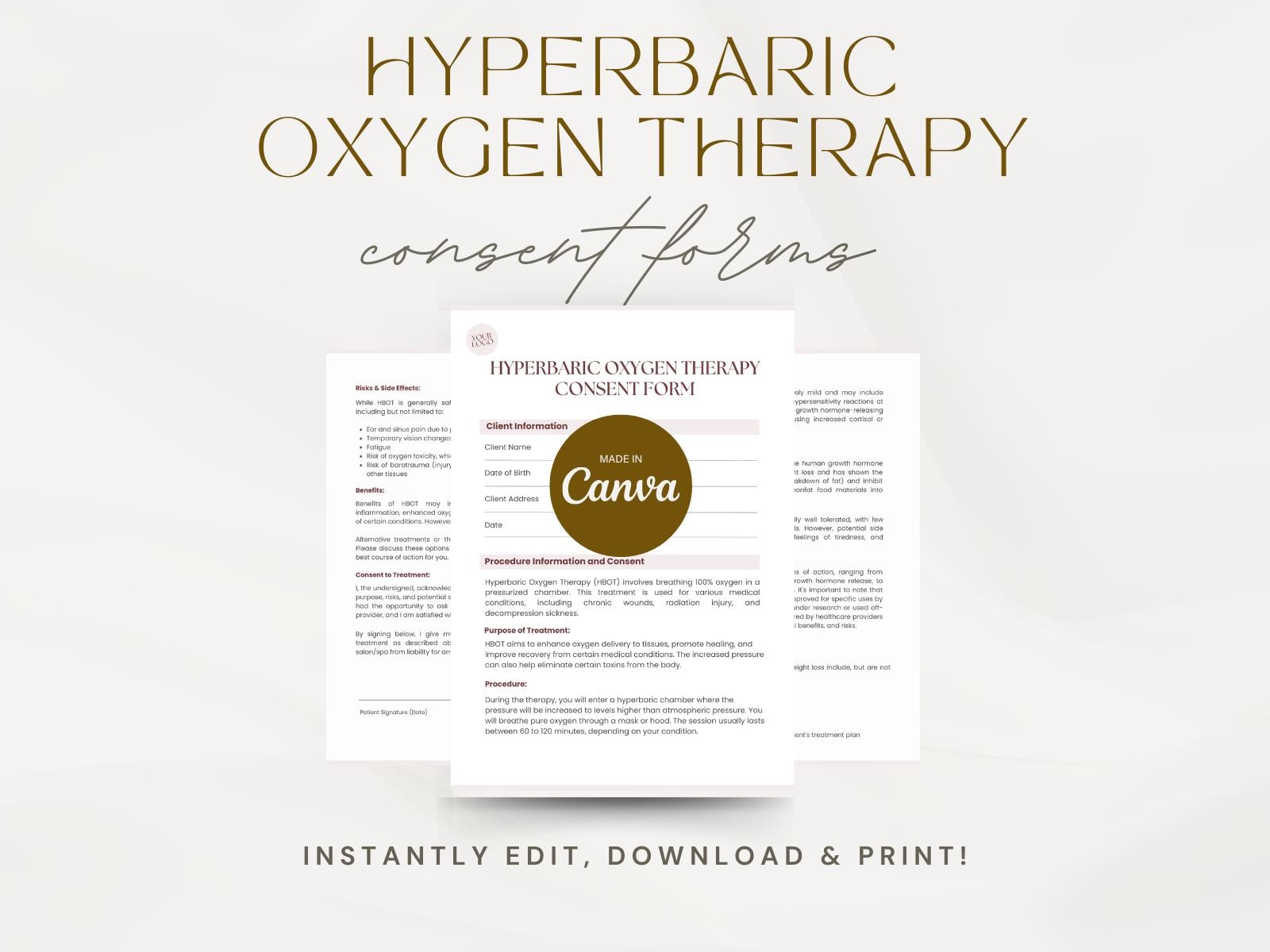 Editable Hyperbaric Oxygen Therapy Consent Form - Etsy