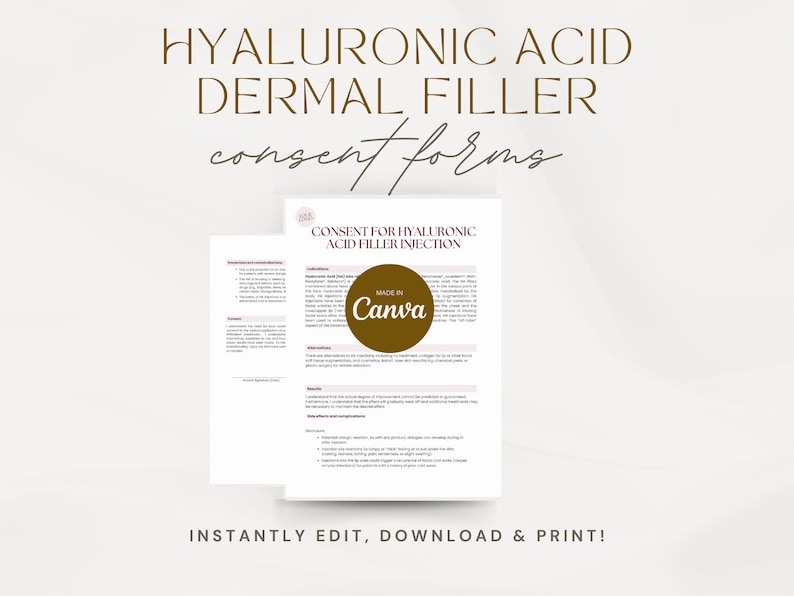 Editable Hyaluronic Acid (HA) Dermal Filler Consent Form - Etsy