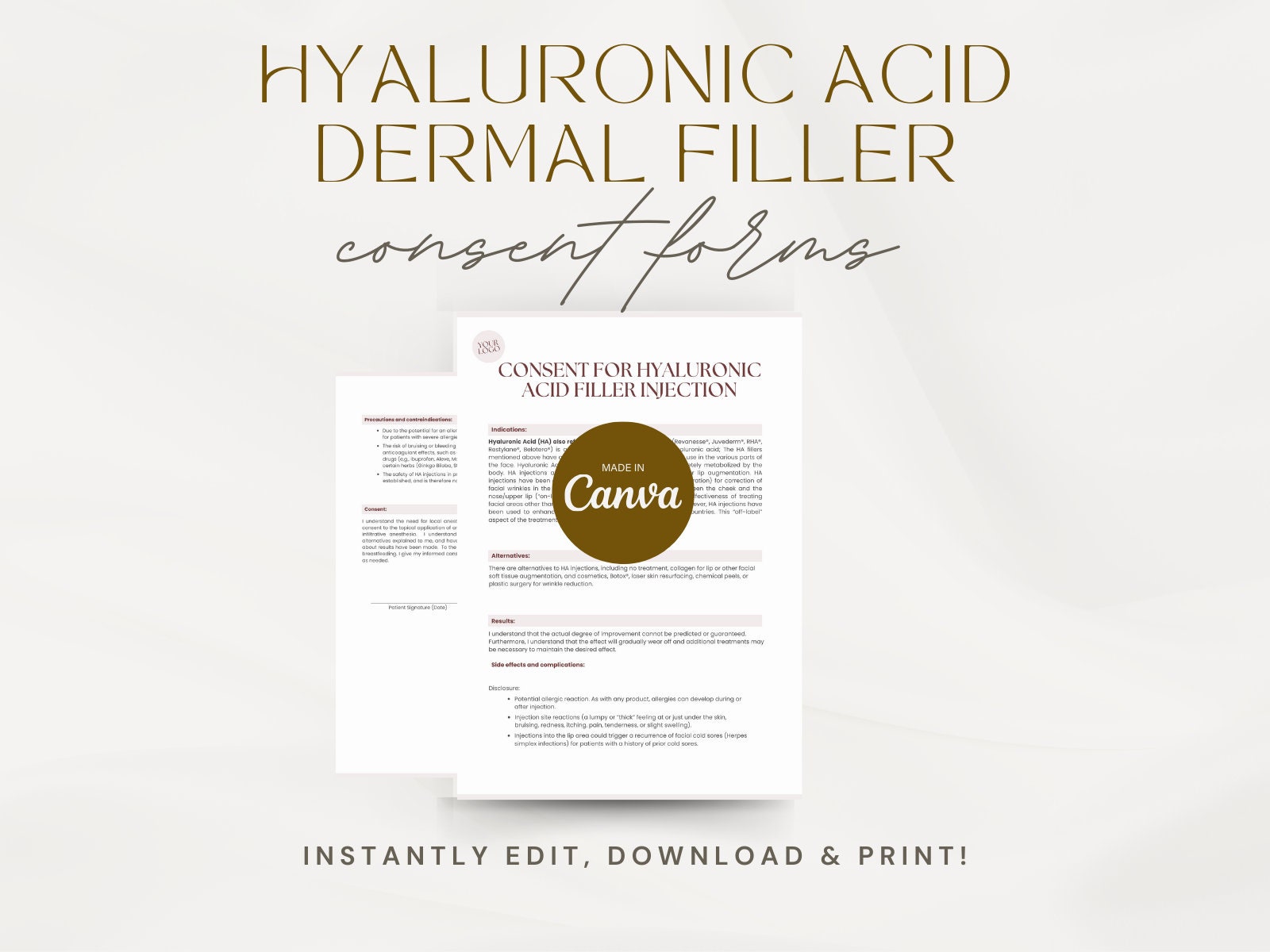 Editable Hyaluronic Acid (HA) Dermal Filler Consent Form - Etsy