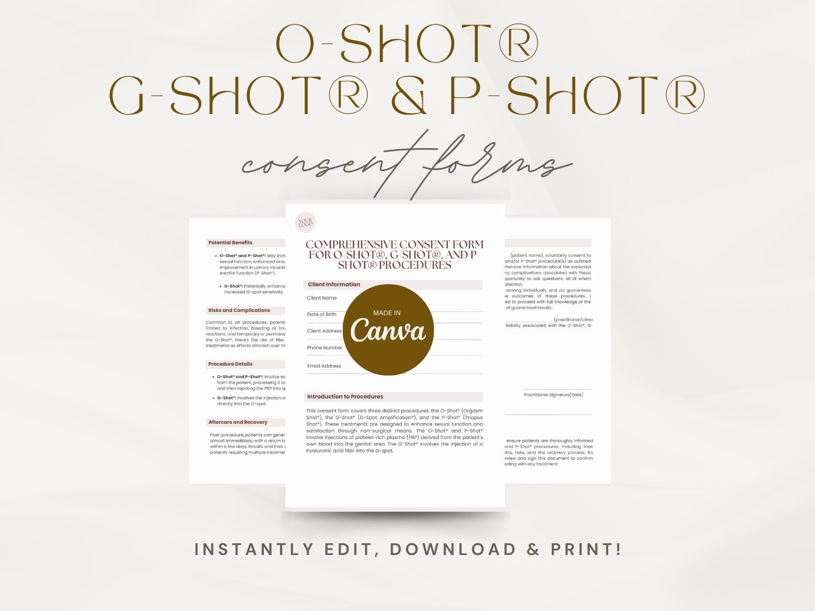 Editable O-shot®, G-shot®, and P-shot® Consent Forms - Etsy