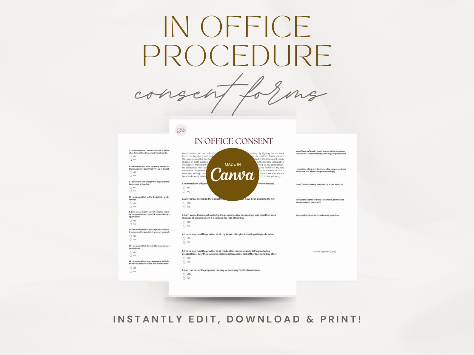 Editable in Office Procedure Consent Form - Etsy