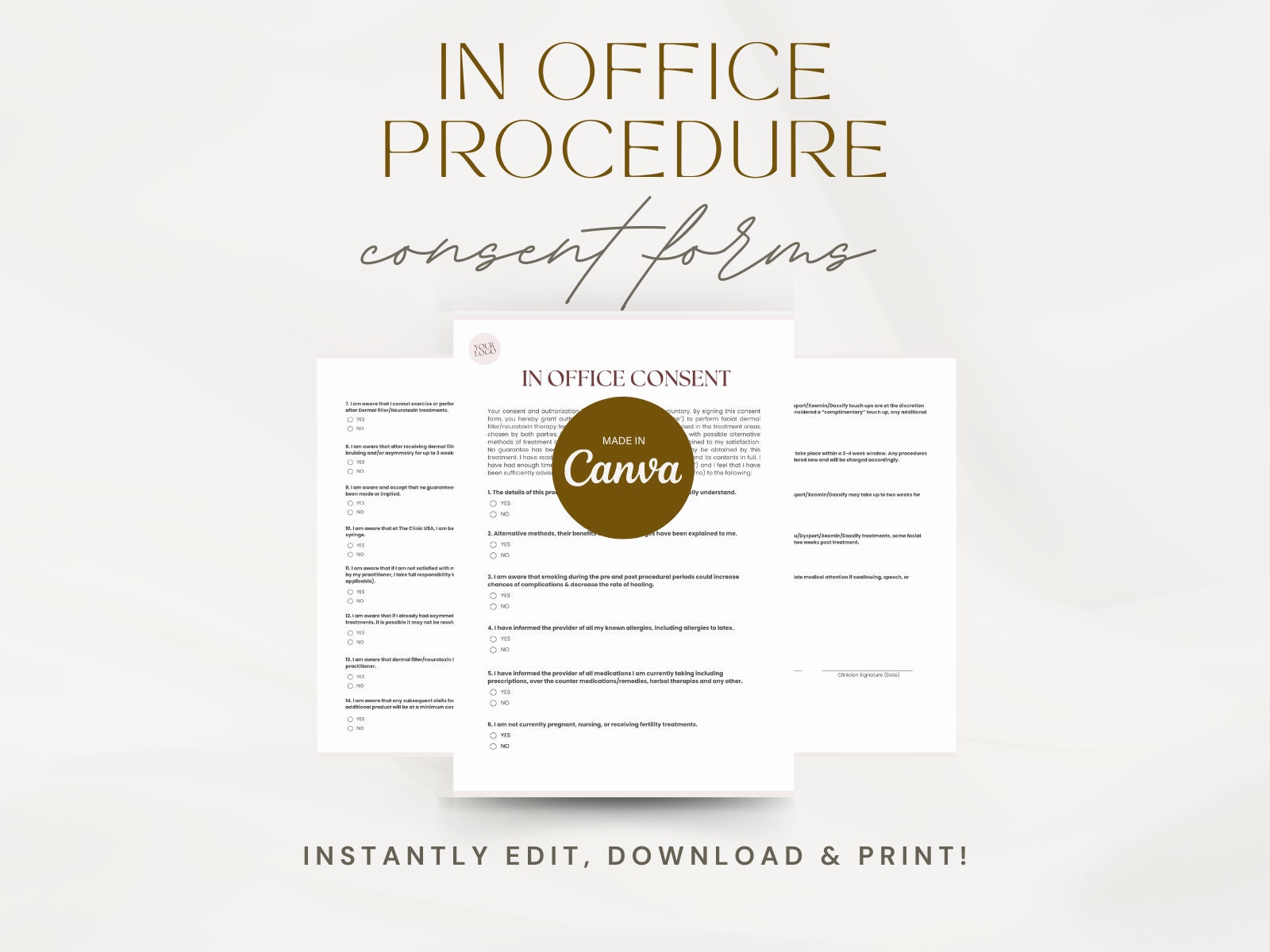 Editable in Office Procedure Consent Form - Etsy