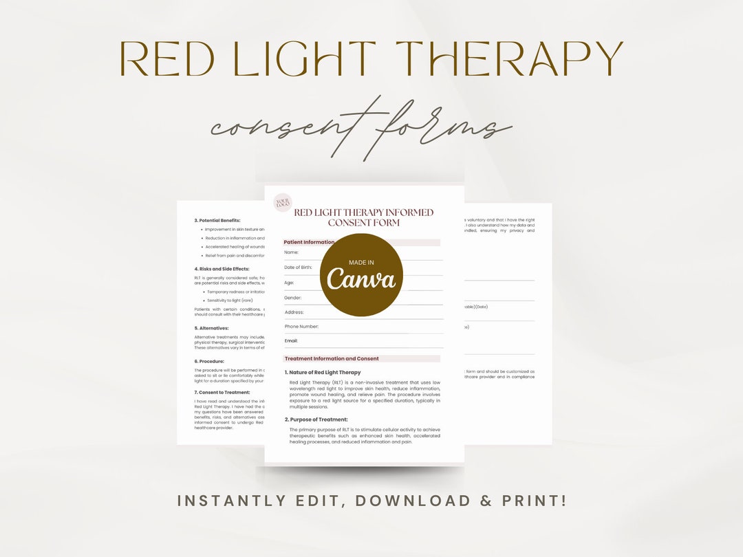 Editable Red Light Therapy Consent Form - Etsy