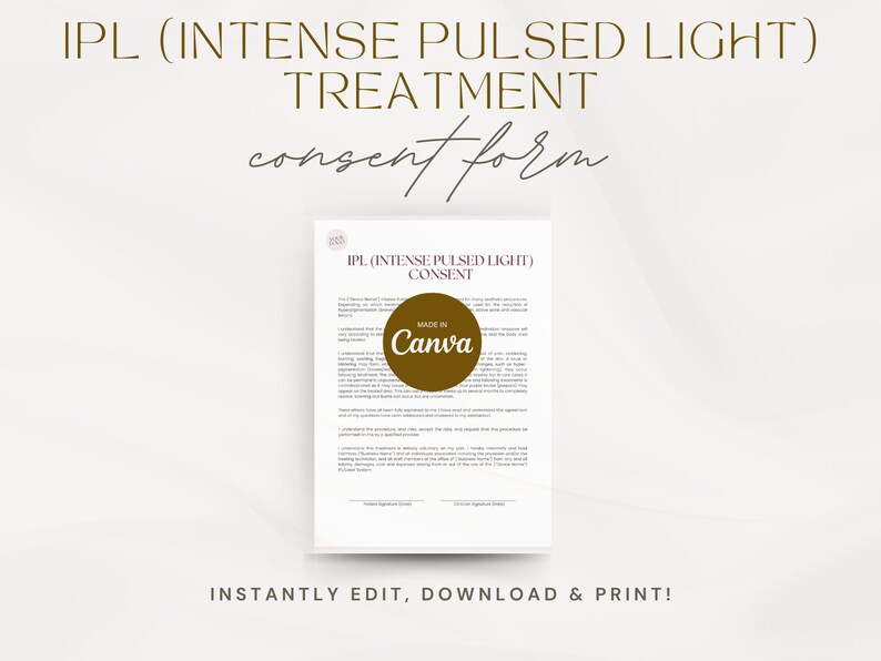 Editable IPL intense Pulsed Light Treatment Consent Form - Etsy