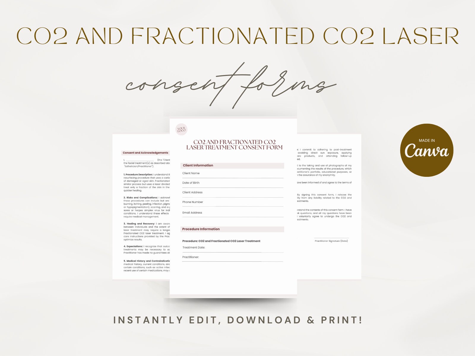 Editable CO2 and Fractionated CO2 Laser Consent Form - Etsy