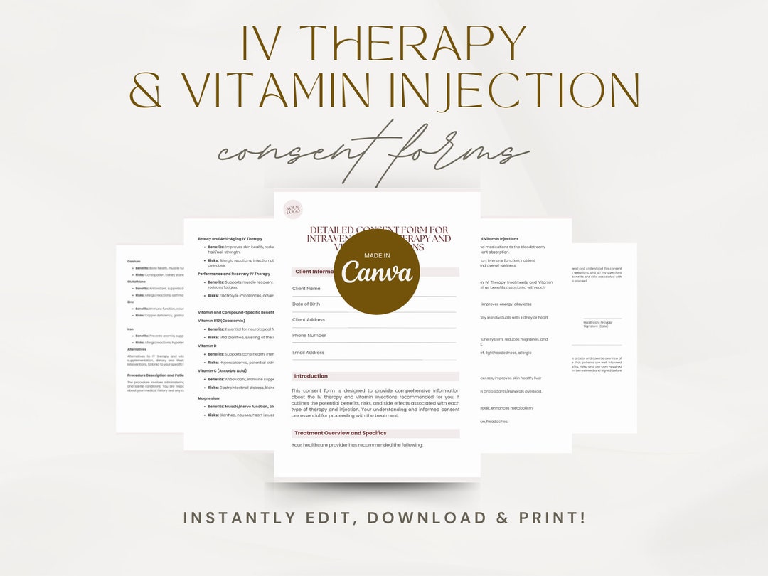 Editable Intravenous (IV) Therapy and Vitamin Injection Consent Form - Etsy
