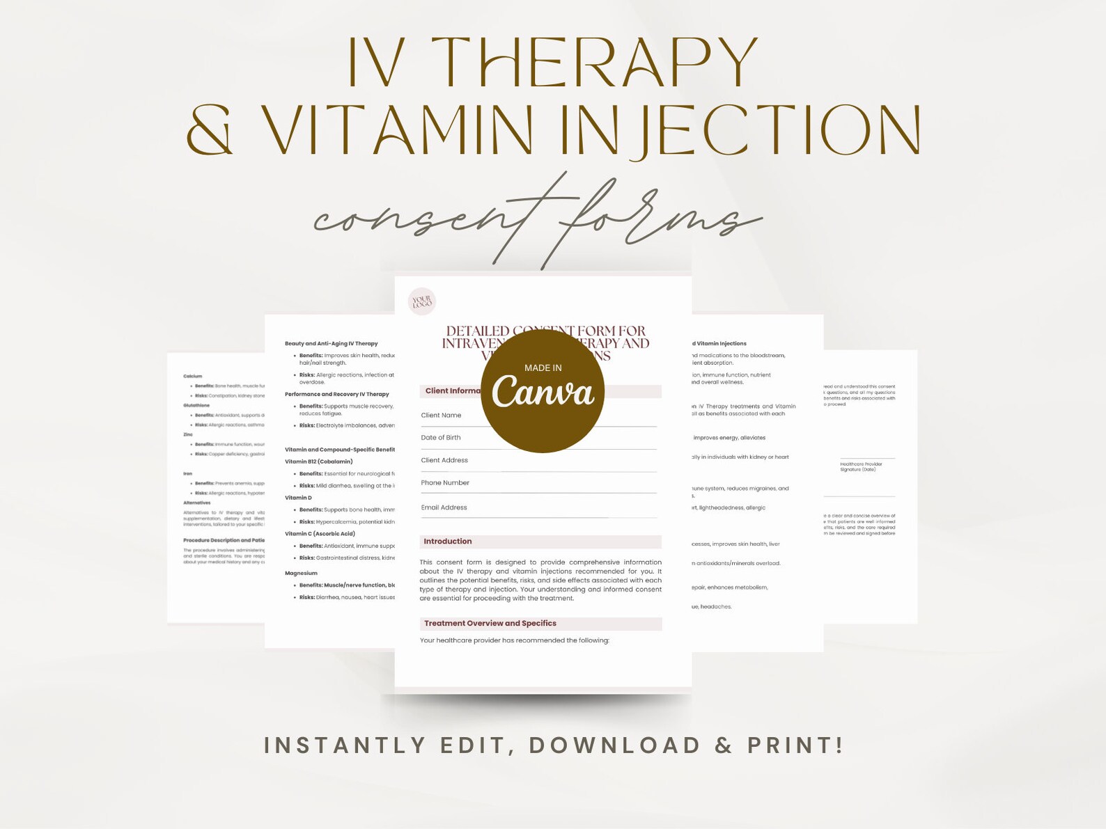 Editable Intravenous (IV) Therapy and Vitamin Injection Consent Form - Etsy