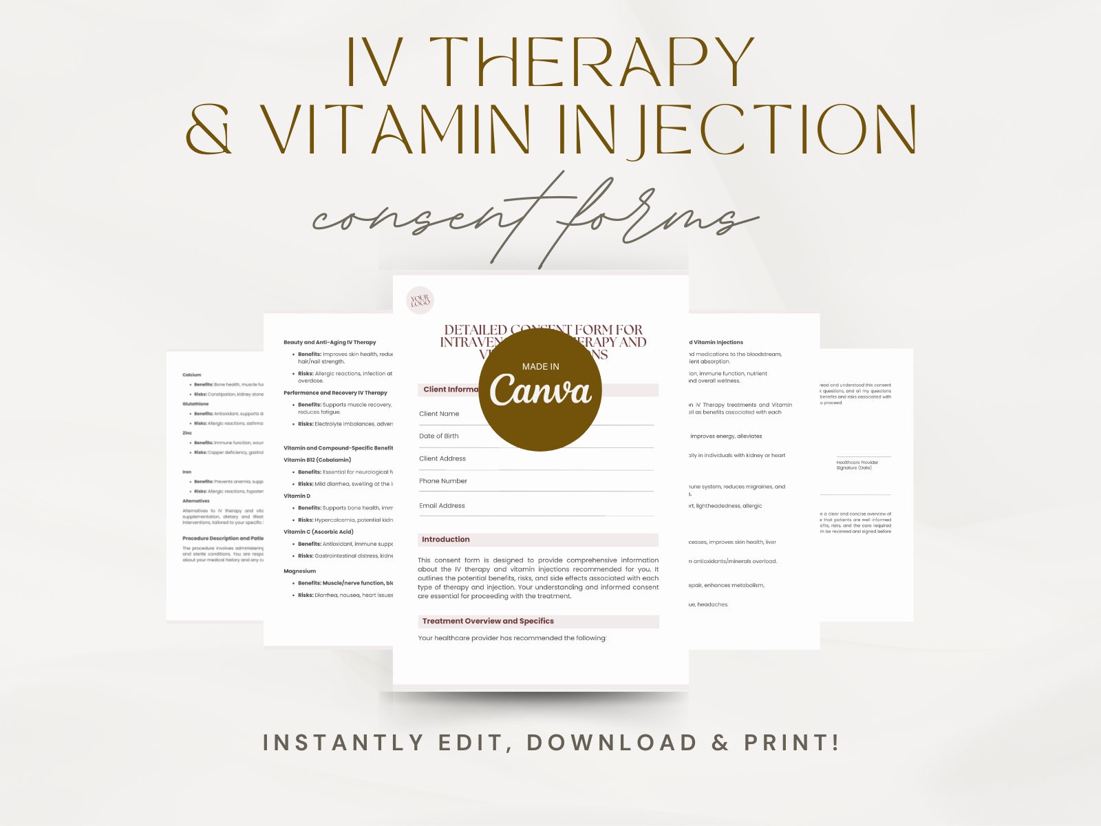 Editable Intravenous (IV) Therapy and Vitamin Injection Consent Form - Etsy