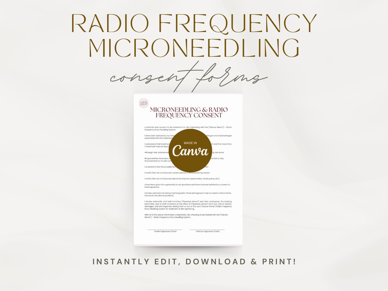 Editable Radiofrequency (RF) Microneedling Facial Treatment Consent Form - Etsy