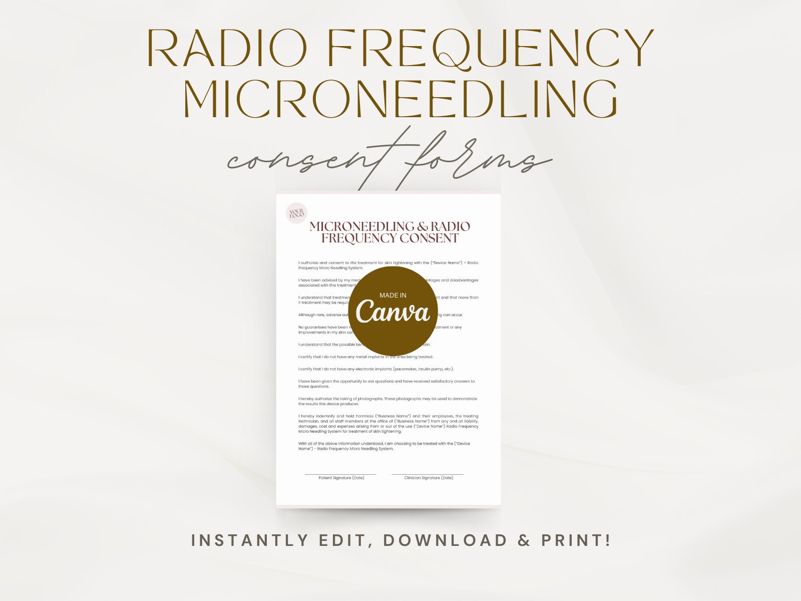 Editable Radiofrequency (RF) Microneedling Facial Treatment Consent ...
